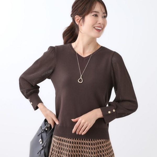 リフレクト（Reflect）/【秋映え◎】Vネック×メッシュスリーブニット