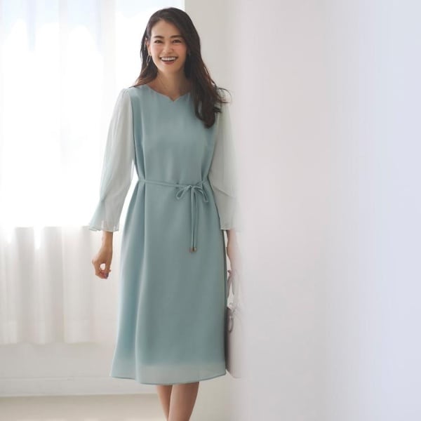 リフレクト（Reflect）/【フォーマル／入卒／付属リボン付き】スリーブデザインジョーゼットワンピース