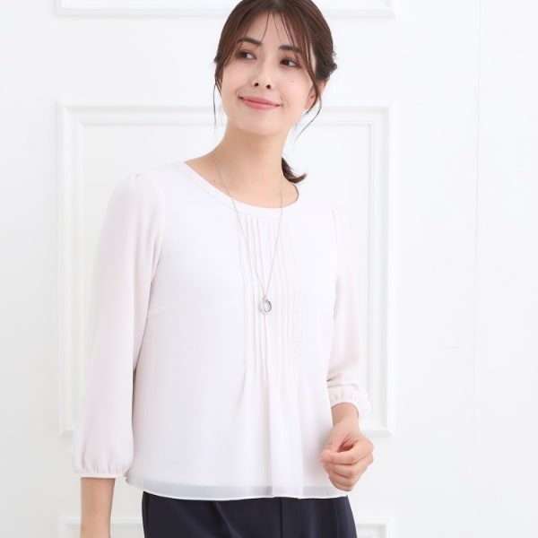 リフレクト（Reflect）/【フォーマル／入卒／お仕事に◎】ピンタック×スカラレースブラウス