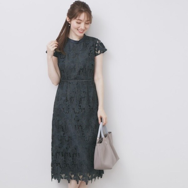 インデックス（index）/バイカラーレースワンピース【洗濯機洗い可】