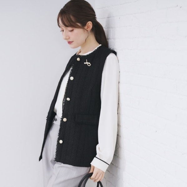 インデックス（index）/ファンシーツイードペプラムジレ【洗える】