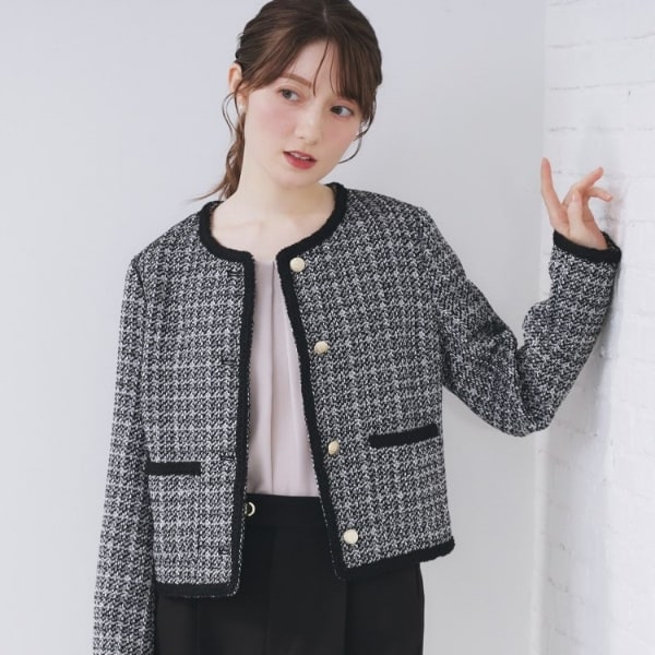 インデックス（index）/ファンシーツイードノーカラージャケット【洗える】