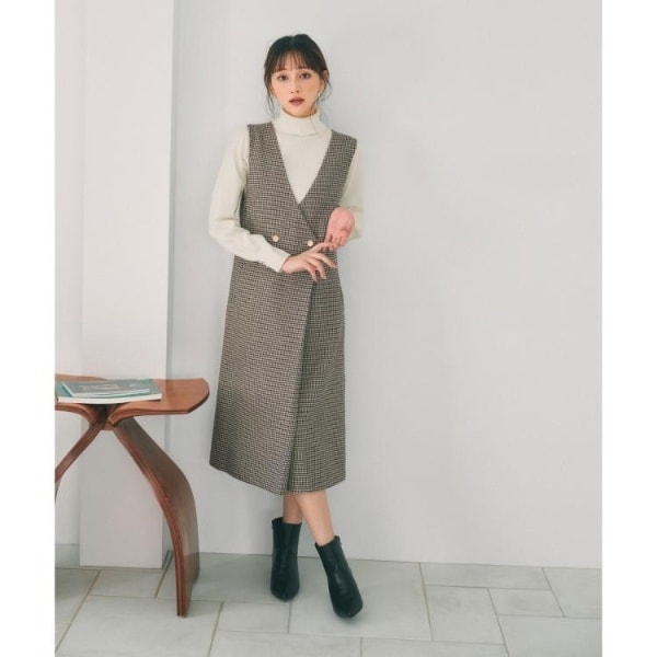 インデックス（index）/ラップ風ツイードジャンスカ【洗濯機OK防シワ】