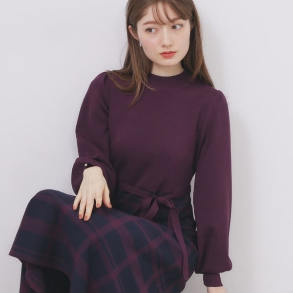 インデックス（index）/ハイネックニットワンピース【洗濯機OK抗ピル】