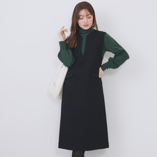 【NEW】インデックス（index）/キーネックジャンスカ【洗濯機OK防シワイージーアイロン】