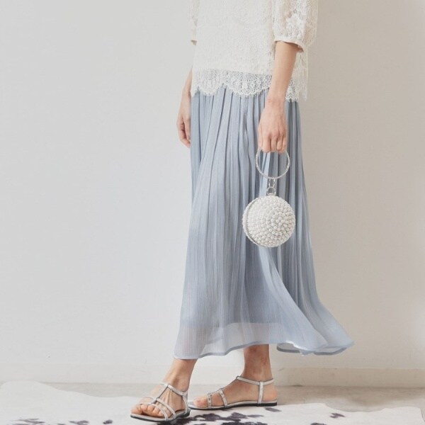 スーナウーナ（SunaUna）/【春色／ウエストゴム】ロングプリーツスカート