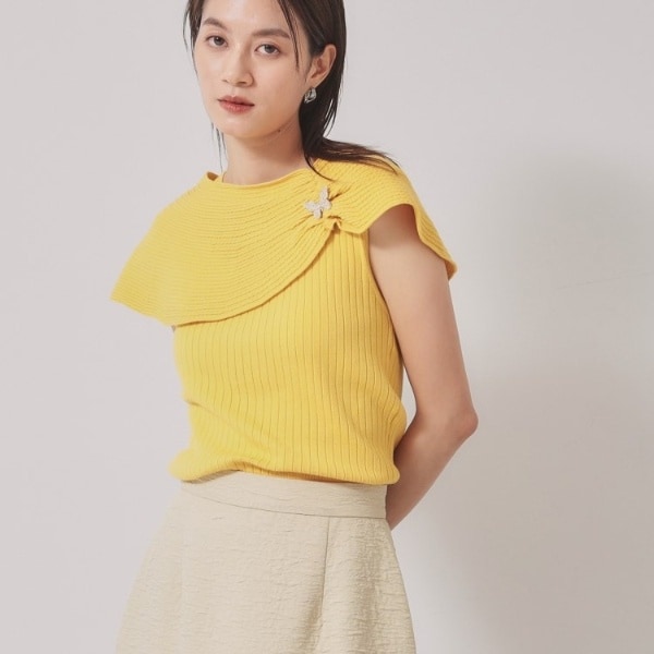 スーナウーナ（SunaUna）/【2WAY／ケープ付き】フレンチスリーブニット