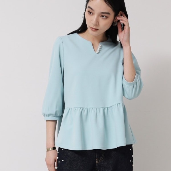 スーナウーナ（SunaUna）/【パール調パーツ付き／春色】ペプラムトップス