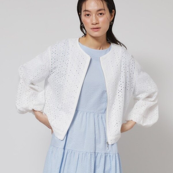 スーナウーナ（SunaUna）/【使えるモノトーン／パフスリーブ】レースブルゾン