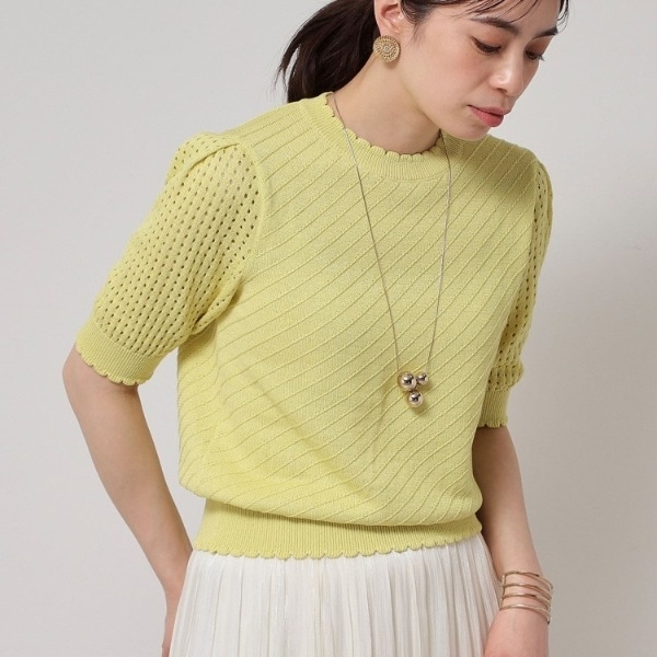 スーナウーナ（SunaUna）/【SS〜Lサイズ展開／5分袖】編地変化ニット