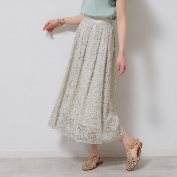 スーナウーナ（SunaUna）/【裾スカラップ／後ろウエストゴム】レーススカート