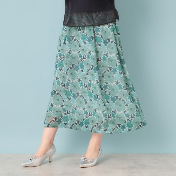 スーナウーナ（SunaUna）/【&yours project／S〜L】レース柄フレアスカート