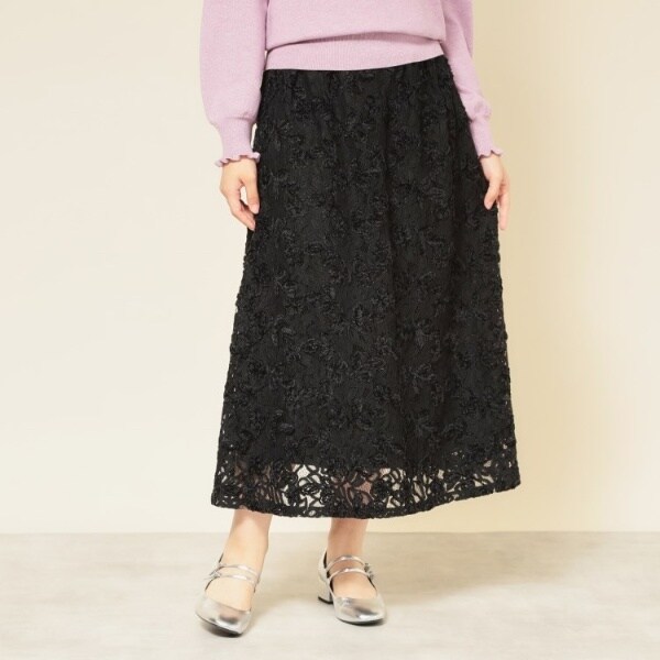 スーナウーナ（SunaUna）/【モールレース／セットアップ可】ふんわりタックスカート