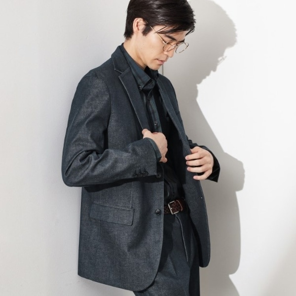 ザ ショップ ティーケー（THE SHOP TK）/エバーデニムジャケット【色落ちしにくい洗濯機OKストレッチセットアップ可】