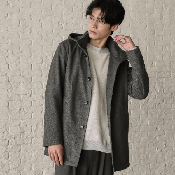 ザ ショップ ティーケー（THE SHOP TK）/ONOFF対応 ウーリック スタンド メルトンコート　【洗濯機OKフード取外し可】