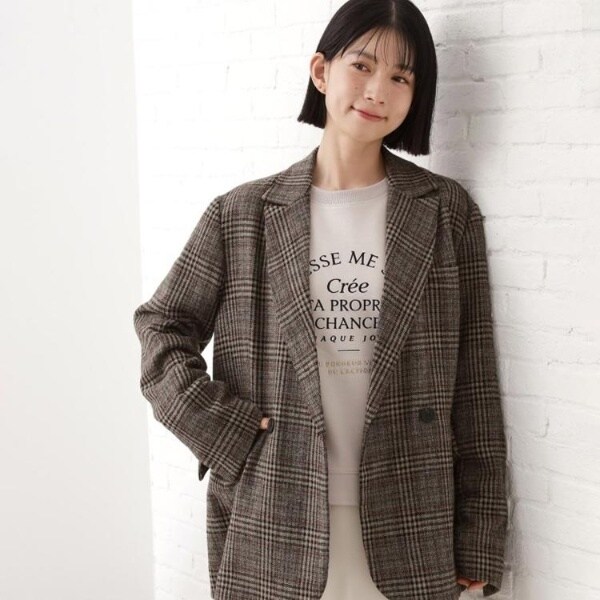 ザ ショップ ティーケー（THE SHOP TK）/【洗えるアウター】ヘリンボーン＆チェック柄ジャケット