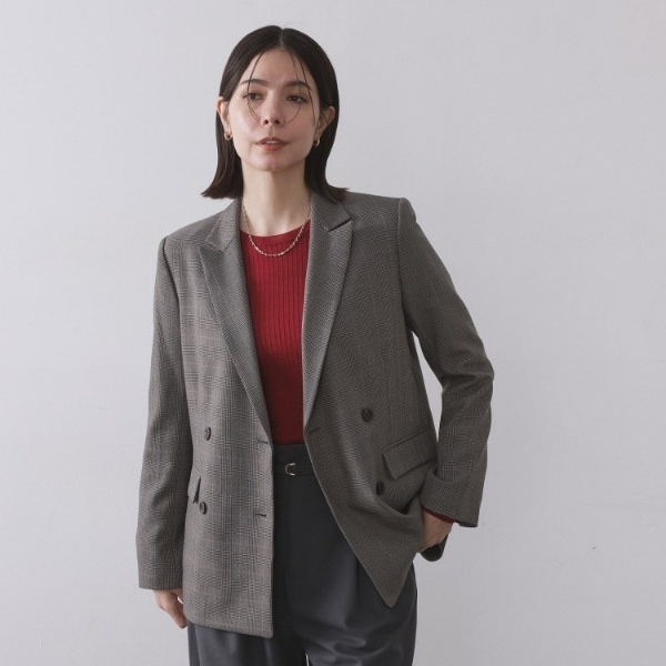 オペークドットクリップ（OPAQUE．CLIP）/グレンチェックダブルジャケットセットアップ対応可【洗える】