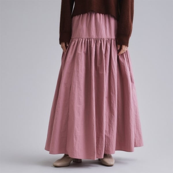 オペークドットクリップ（OPAQUE．CLIP）/【es】ナイロンティアードマキシスカート【洗濯機OK】