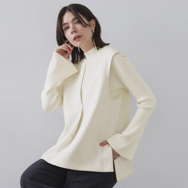 オペークドットクリップ（OPAQUE．CLIP）/《ツインセット》ベスト×リブニット【洗濯機OK】