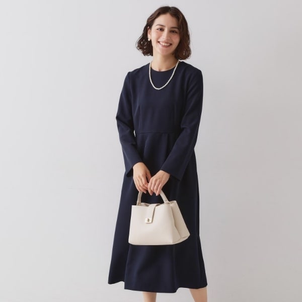 オペークドットクリップ（OPAQUE．CLIP）/≪通勤・セレモニー対応≫フィットアンドフレアワンピースダブルクロス【洗濯機OK】