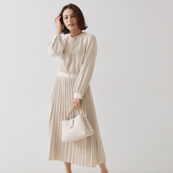 オペークドットクリップ（OPAQUE．CLIP）/≪通勤・セレモニー対応≫ジョーゼットプリーツワンピース【洗濯機OK】