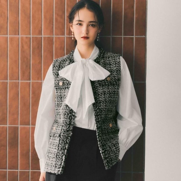 オペークドットクリップ（OPAQUE．CLIP）/≪通勤・セレモニー対応≫ツイードジレ【洗える】