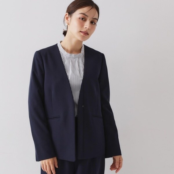 オペークドットクリップ（OPAQUE．CLIP）/≪通勤・セレモニーセットアップ対応≫ Vネックジャケットダブルクロス【洗濯機OK】