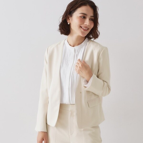 オペークドットクリップ（OPAQUE．CLIP）/≪通勤・セレモニーセットアップ対応≫ パイピングVネックジャケット【洗濯機OK】