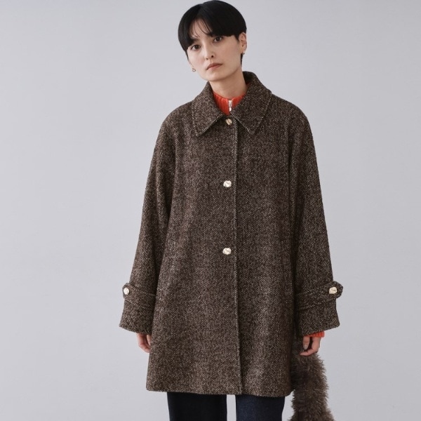 オペークドットクリップ（OPAQUE．CLIP）/ヘリンボーンステンカラーコート