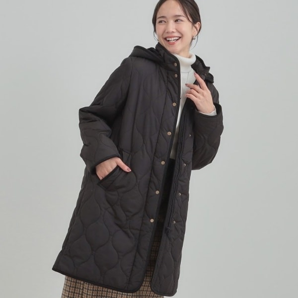 シューラルー（SHOOLARUE）/【撥水フード取り外し可】冬に嬉しいこだわり満載 ひょうたん柄キルトコート