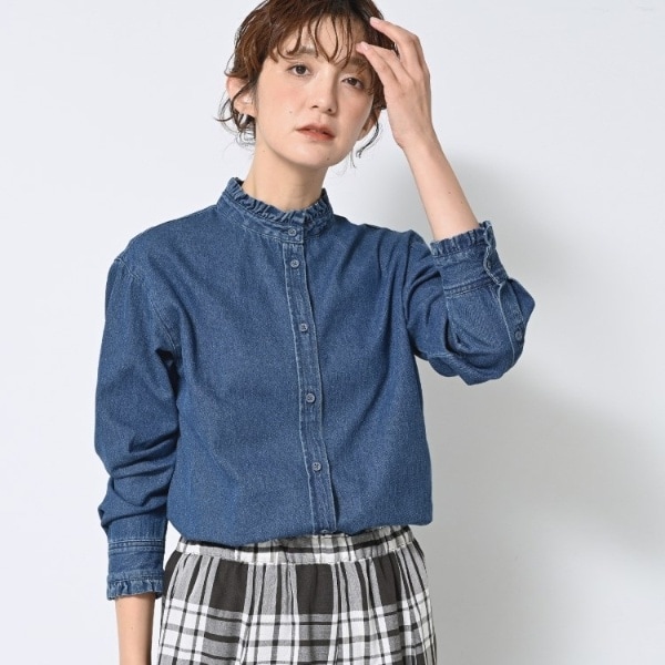 デッサン（Dessin）/【洗える】フリルデニムシャツ
