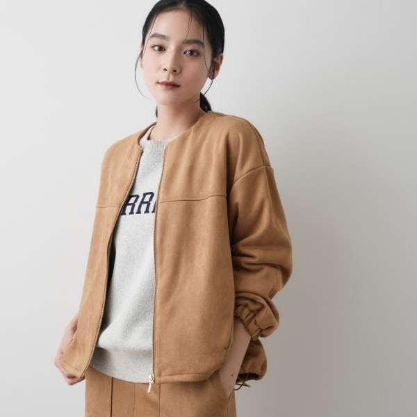 デッサン（Dessin）/【セットアップ可・洗える】マシュマロスウェードジップブルゾン