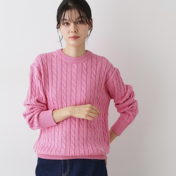 デッサン（Dessin）/【ユニセックス・洗える】クルーネックケーブルニット