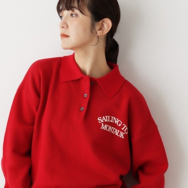 デッサン（Dessin）/【洗える】フロッキーロゴ入り襟付きニット