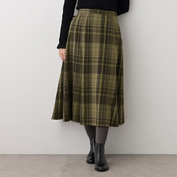 デッサン（Dessin）/【洗える】チェック柄起毛フレアスカート