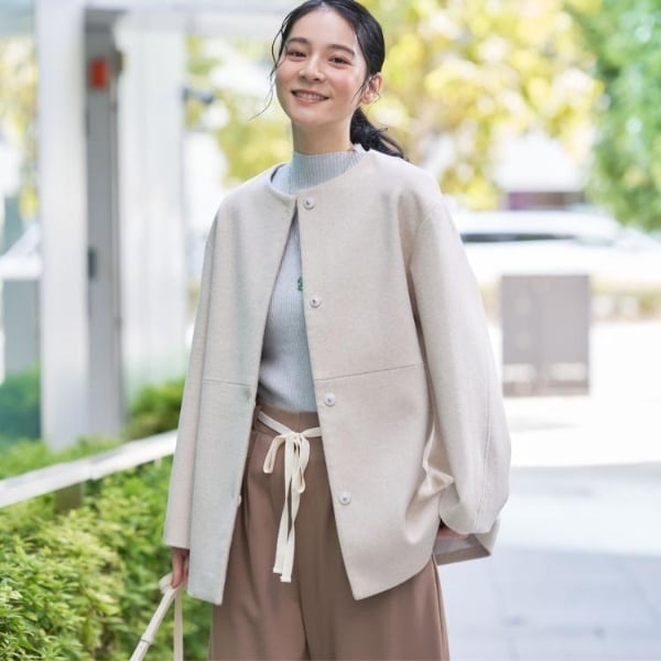 デッサン（Dessin）/ウール混クルーネックコート