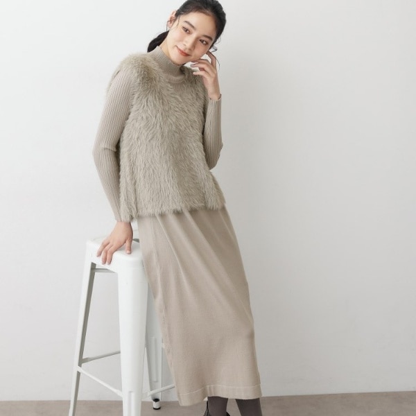 デッサン（Dessin）/【2点セット・洗える】シャギーベストニットワンピース