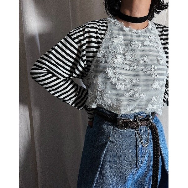 ドレステリア（DRESSTERIOR）/provoke（プロヴォーク）tulle lace N／S blouse