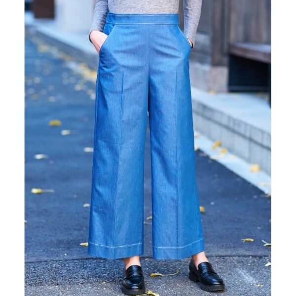 ドレステリア（DRESSTERIOR）/【洗える接触冷感後ろウエストゴム】イージーウエストワイドデニムパンツ