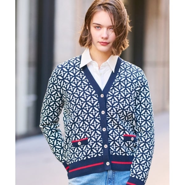 ドレステリア（DRESSTERIOR）/オーバーラップサークルジャカードニットカーデ