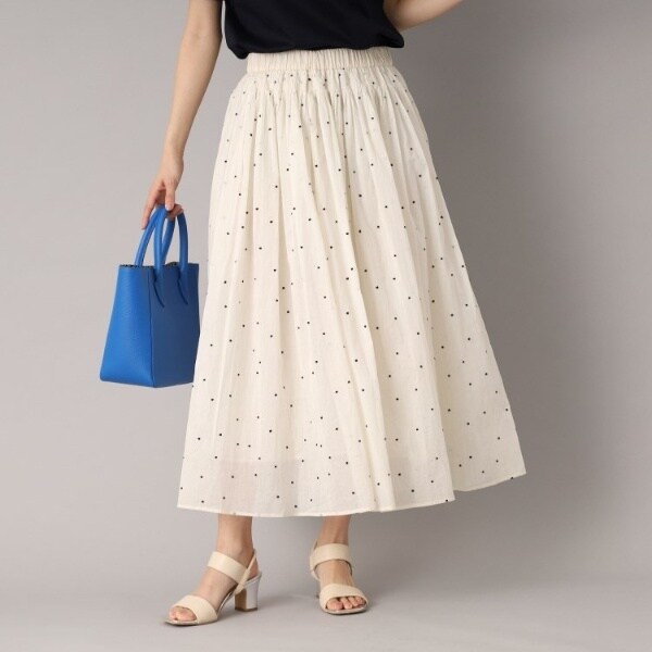 ドレステリア（DRESSTERIOR）/【ウエストゴム裏地あり】イージーウエストドット刺繍スカート