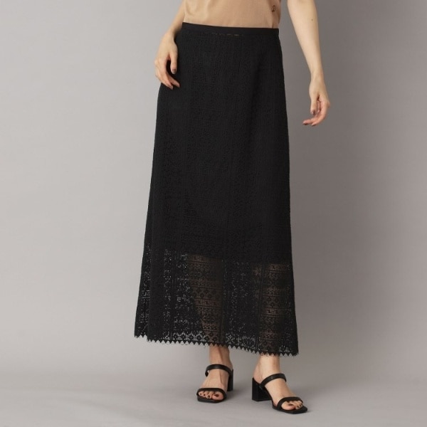 ドレステリア（DRESSTERIOR）/【後ろウエストゴム】オーガニックコットンブレンドレーススカート