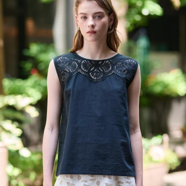 ドレステリア（DRESSTERIOR）/【コットン100％洗える】パネルレースブラウス