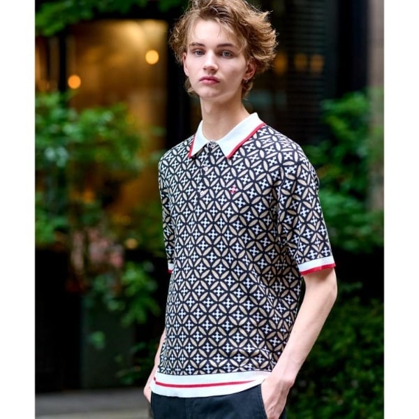 ドレステリア（DRESSTERIOR）/オーバーラップサークル ニットポロシャツ