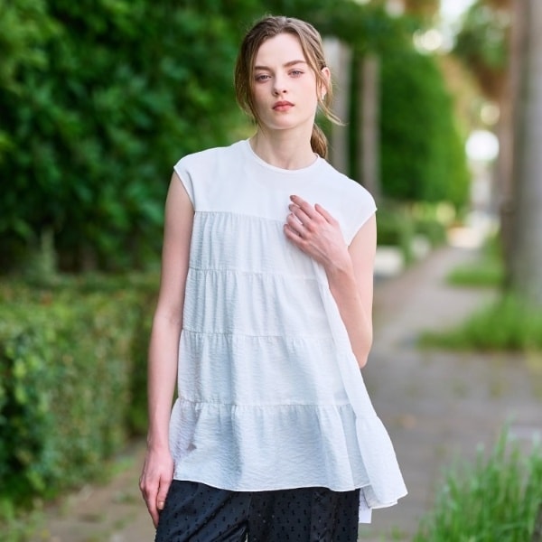 ドレステリア（DRESSTERIOR）/【接触冷感イージーケア】ティアードコンビカットソー