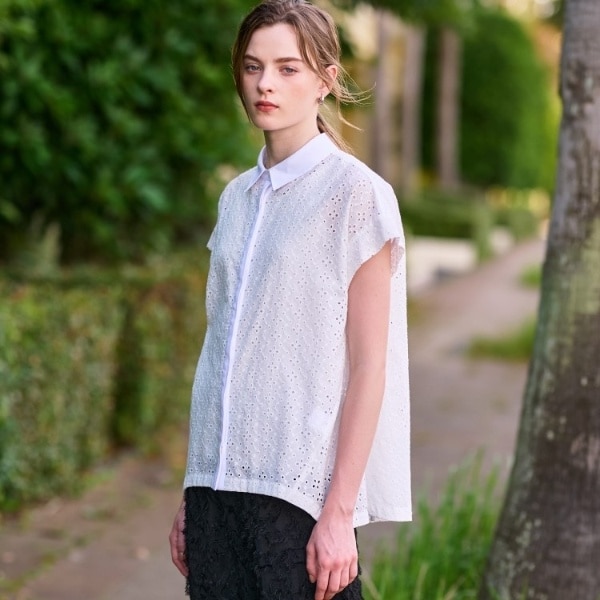 ドレステリア（DRESSTERIOR）/【洗えるコットン100％】イレギュラーヘムレースシャツ