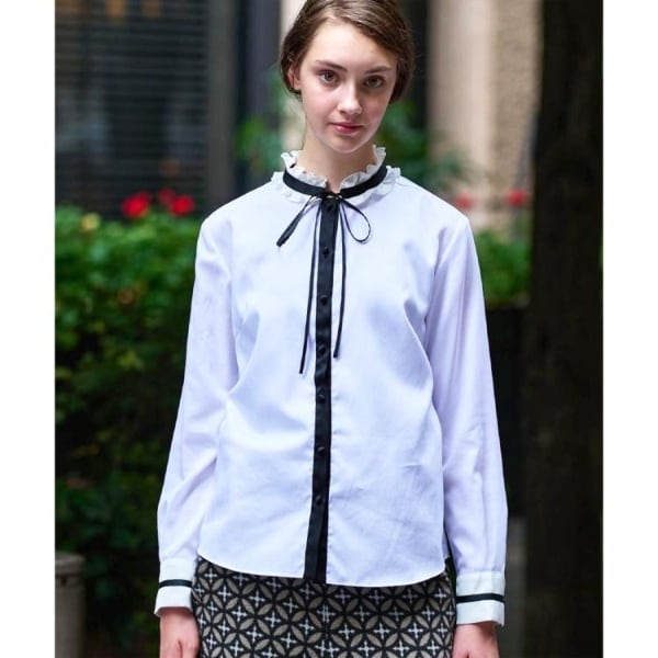 ドレステリア（DRESSTERIOR）/【洗えるコットン100％】フリルカラーボウタイブラウス