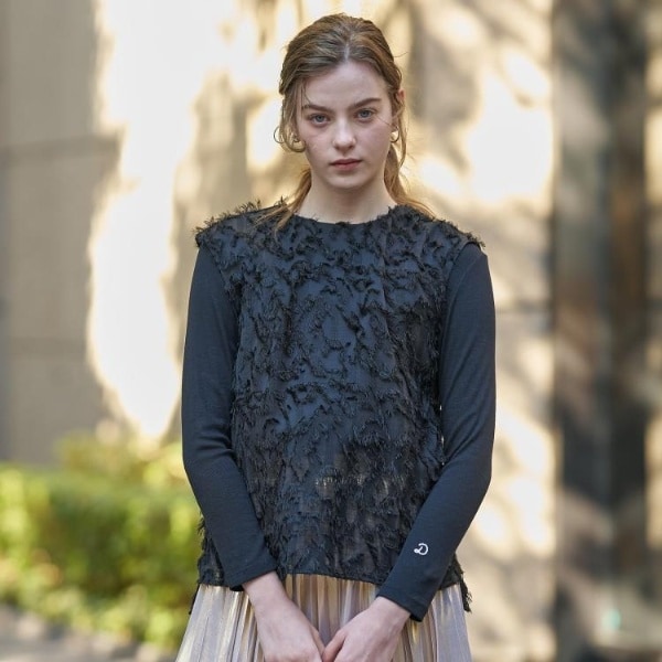 ドレステリア（DRESSTERIOR）/【セットアップ可トレンド】カットジャカードフレンチスリーブブラウス