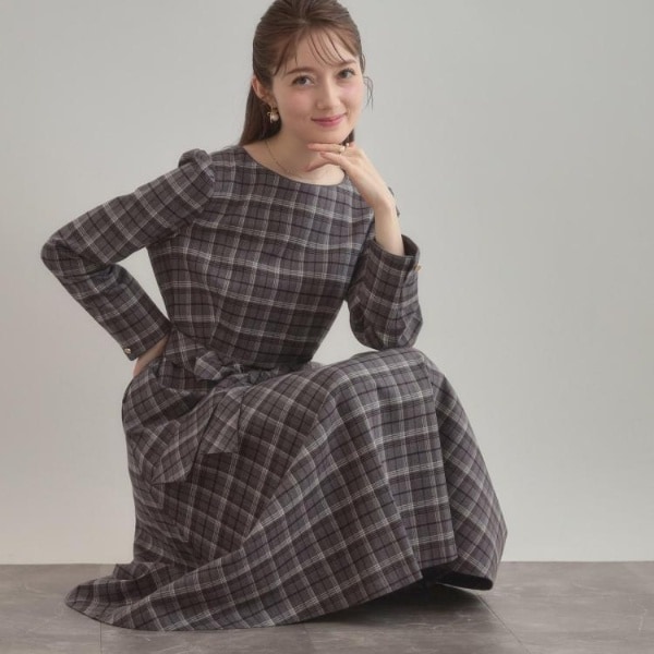 クチュールブローチ（Couture Brooch）/【大人可愛い・微起毛】先染めチェック柄フィット＆フレアワンピース