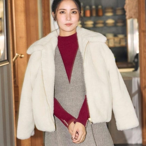 クチュールブローチ（Couture Brooch）/【ふわふわ・上品】ミンクフェイクファーアウター